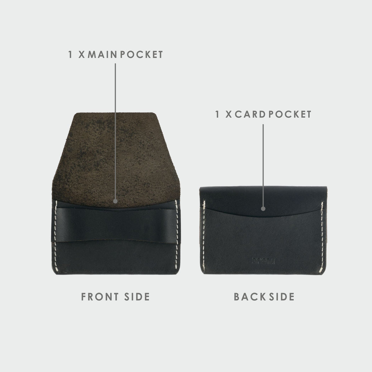 Black Leather Flap Wallet | Handmade Minimalist Leather Wallet