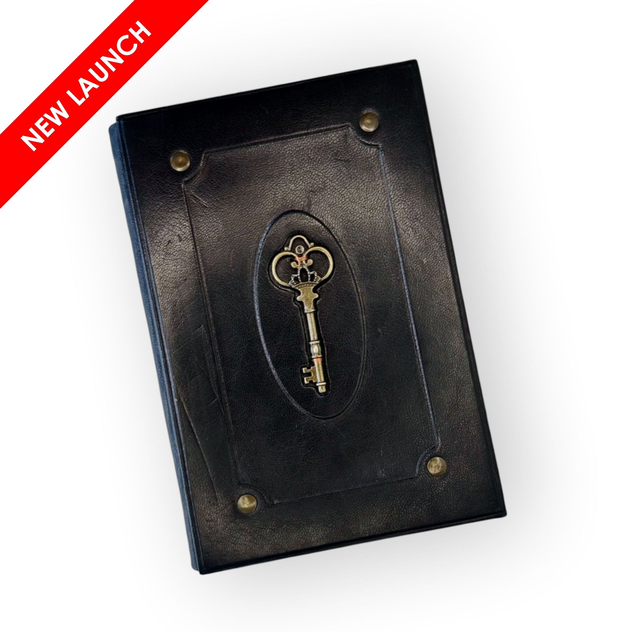 Vintage Hardbound Leather Journal with Ruled Pages | 6x9 Inch | Black